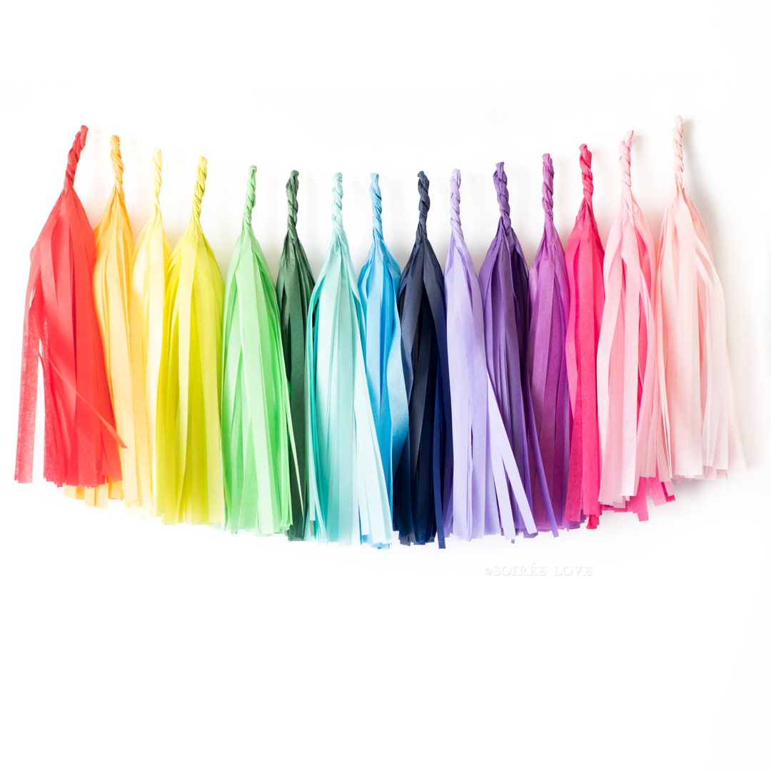 RAINBOW UNICORN | Paper Tassels Red, Green, Yellow, Blue, Pink, Purple ...