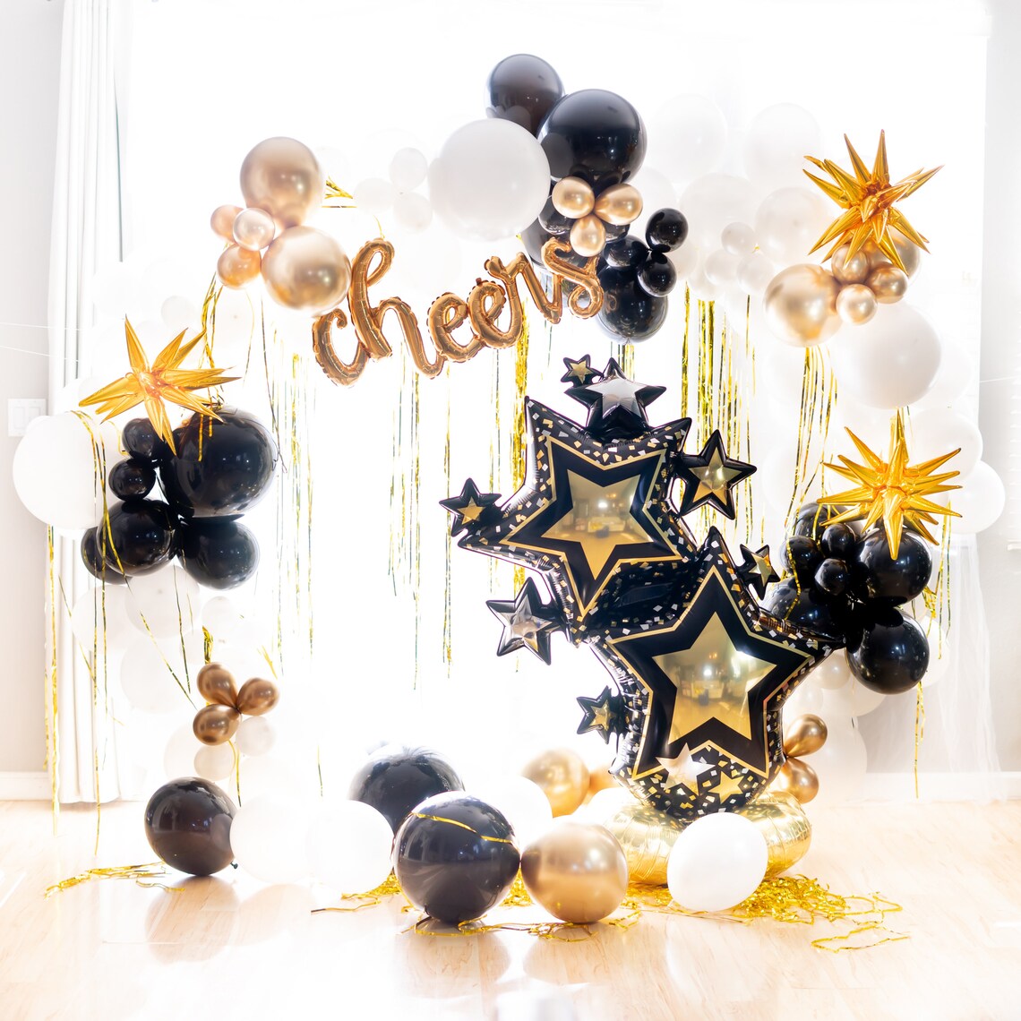 DIY Grad Cheers Balloon Garland DIY Gold Black Balloon Arch - Etsy