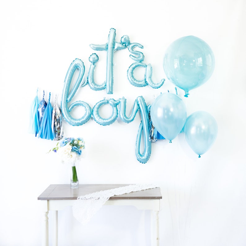 It's a Boy Script Balloon Banner Blue Baby Shower Party | Etsy