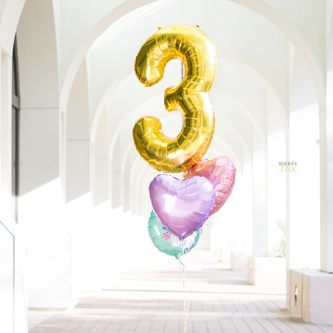 JUMBO GOLD NUMBER Balloon | 34" Jumbo Large Birthday Number Balloon ...