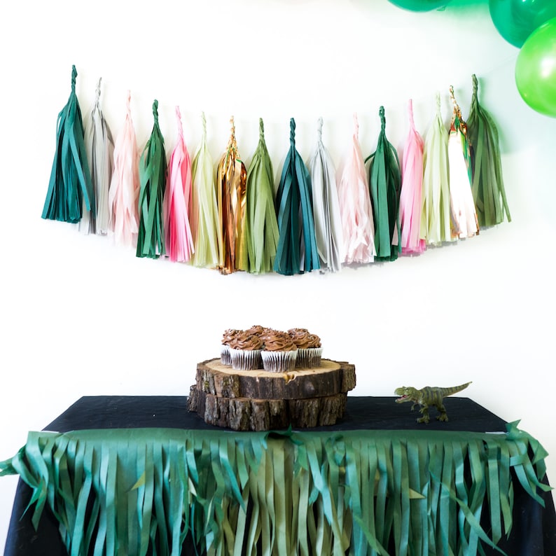 Rose Gold T-rex Green Pink Paper Tassel Garland 3rex - Etsy