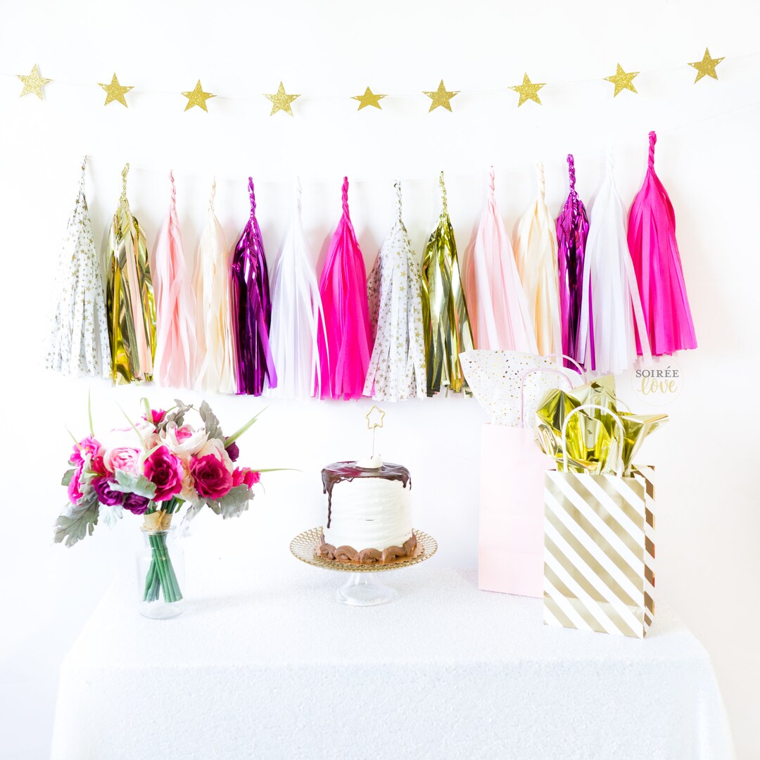 Pink Graduate | Pink Gold Magenta Star Paper Tassel Garland, Graduation ...