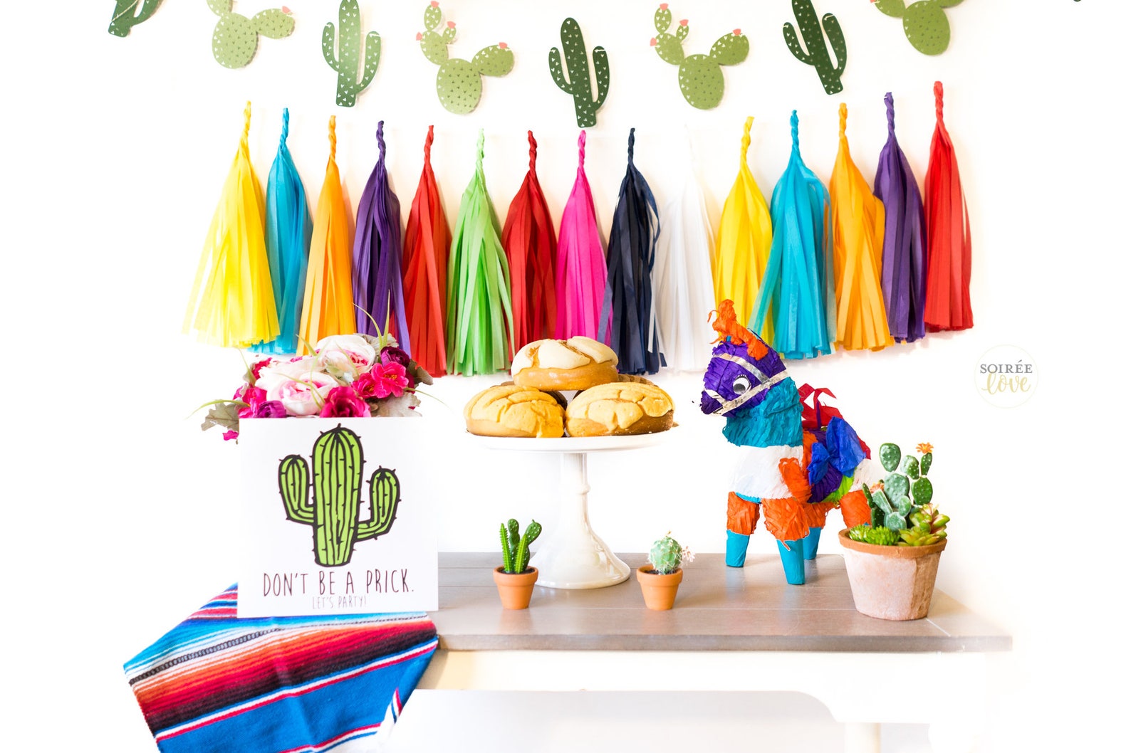 Gold Fiesta Balloon Party Box | Green Paper Tassel Garland, Banner ...