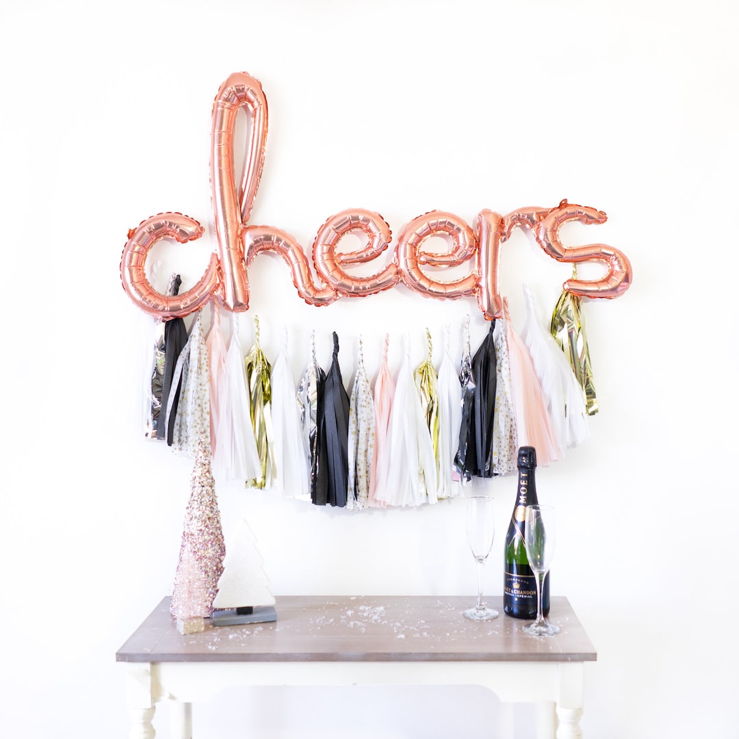 Cheers Script Balloon Banner | New Years Eve Decorations, NYE Decor ...