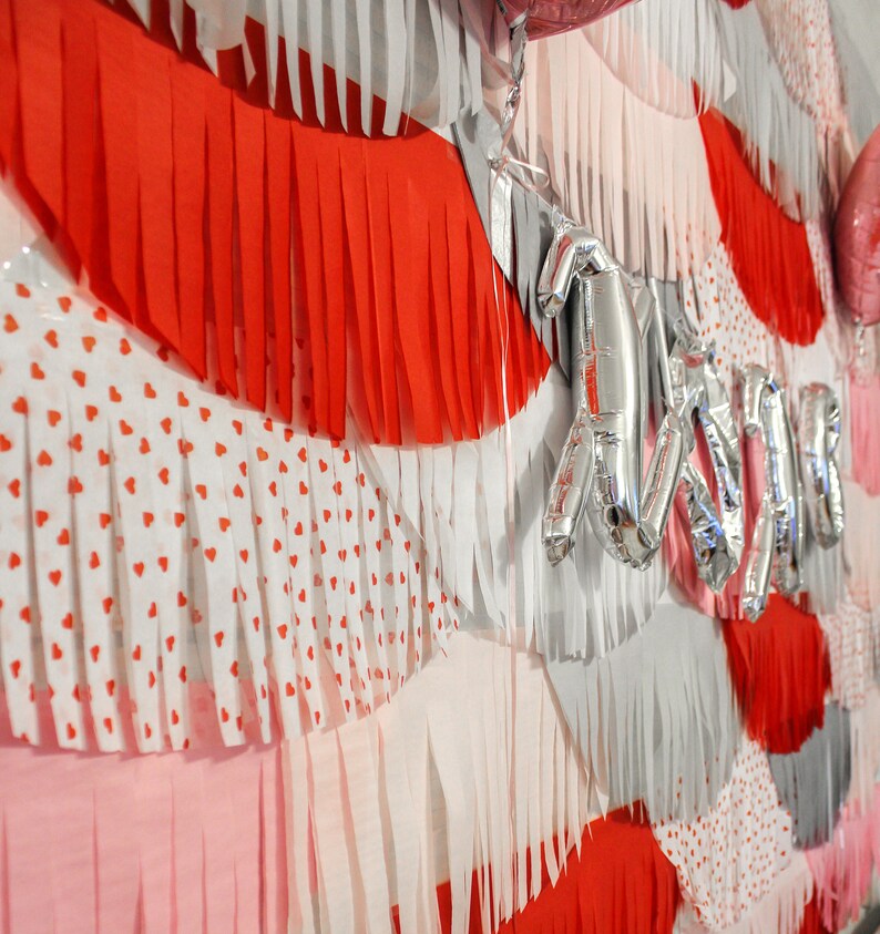DIY Valentine Fiesta Fringe Scallop Backdrop | Valentine's Day ...