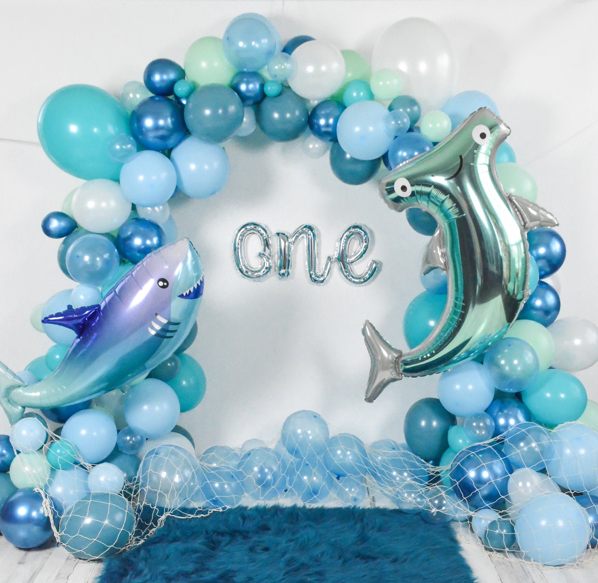 DIY Shark Balloon Garland DIY Blue Ocean Balloon Arch Shark | Etsy