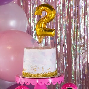 Number Balloon Cake Topper | Birthday Cake Party Decor, Gold Cake ...
