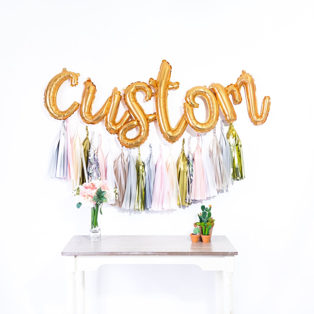 Custom Script Balloon Banner | Foil Letter Balloon Garland, Party Decor ...