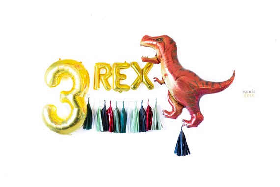 THREE REX Balloon Party Box 3 Rex Dinosaur Balloon T-rex | Etsy