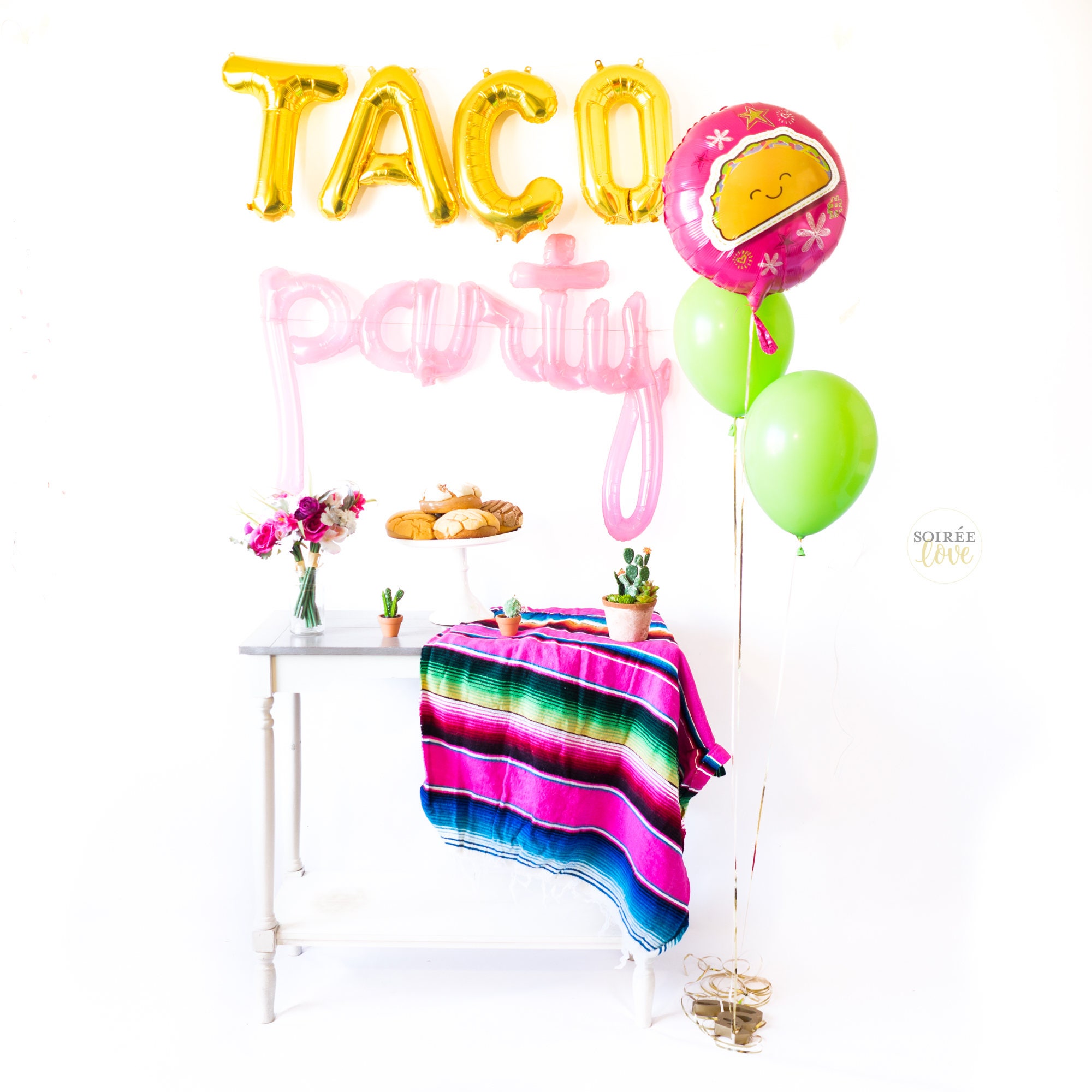 TACO BALLOON TACOS Pink Balloon Banner Cinco de Mayo | Etsy