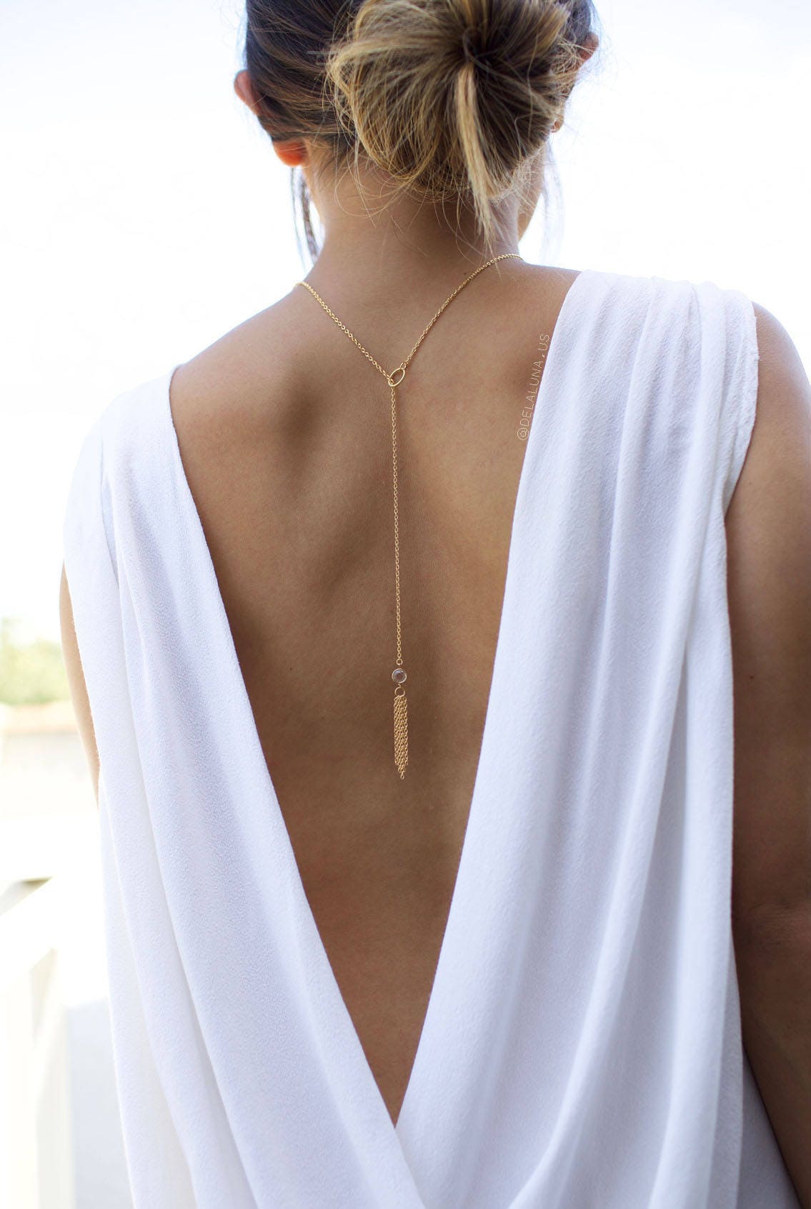 Bridal Back Necklace - Eclipse (LN-04) - Gold - Etsy