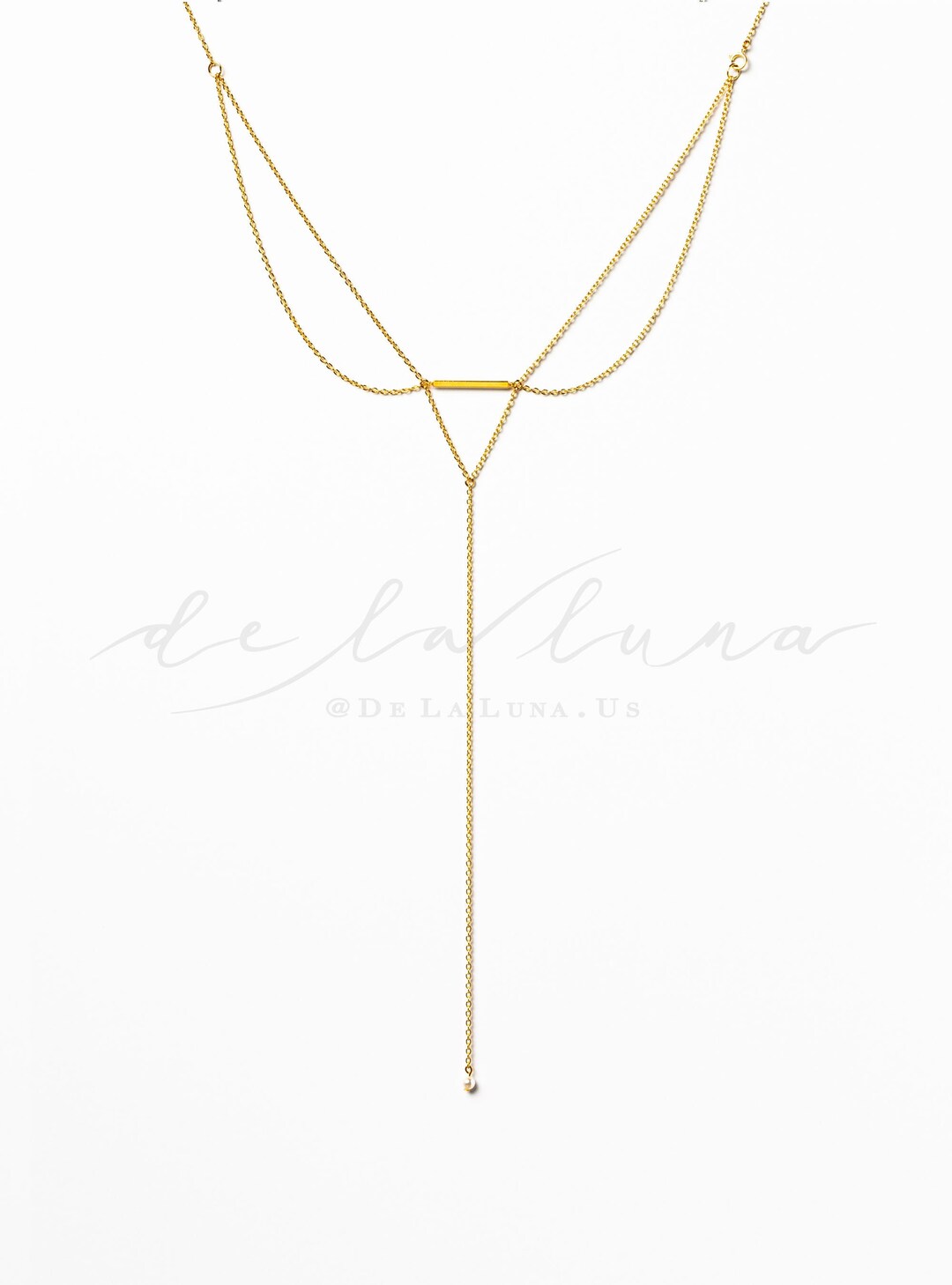 Long Back Necklace - Apollo (BN-05S) Gold + Pearl - Etsy
