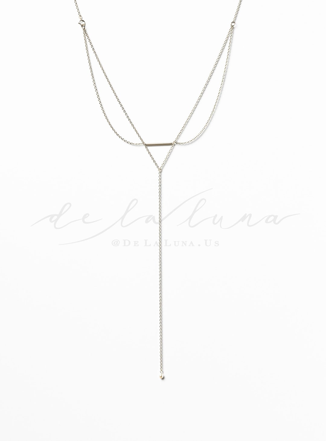 Long Back Necklace - Apollo (BN-05S) Silver + Pearl - Etsy