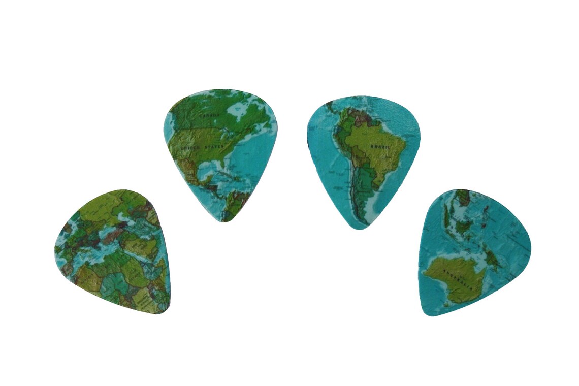 4 WORLD MAP Guitar Picks Custom Guitar Pick Custom Guitar | Etsy