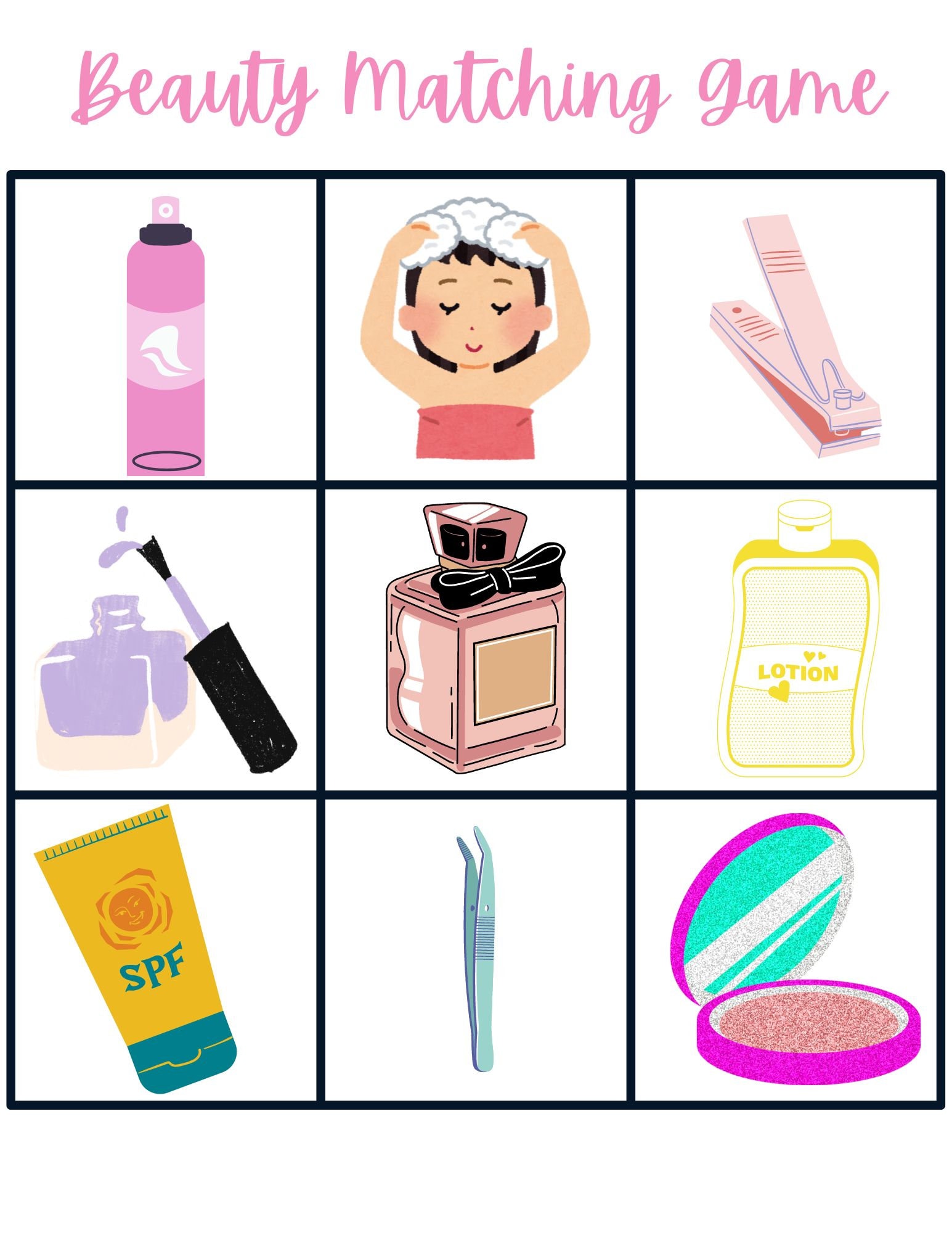 Makeup- Beauty- Spa Themed Matching Game - Etsy