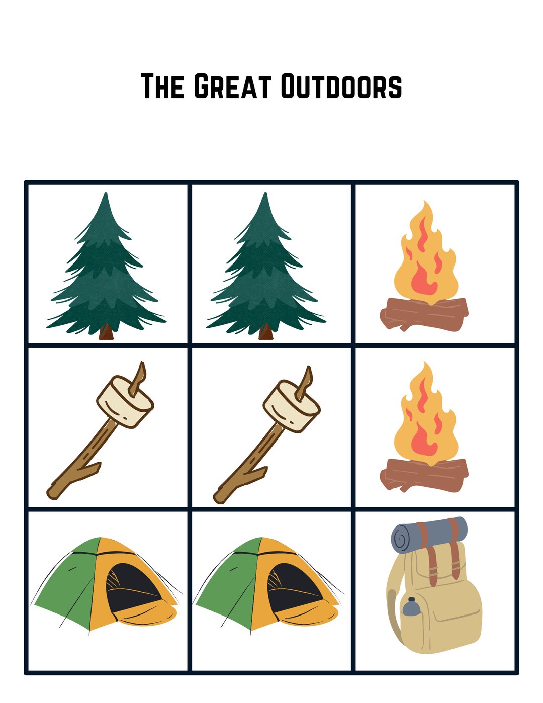 Camping Outdoors Adventure Matching Memory Game - Etsy