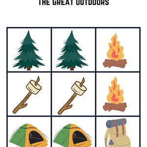 Camping Outdoors Adventure Matching Memory Game - Etsy