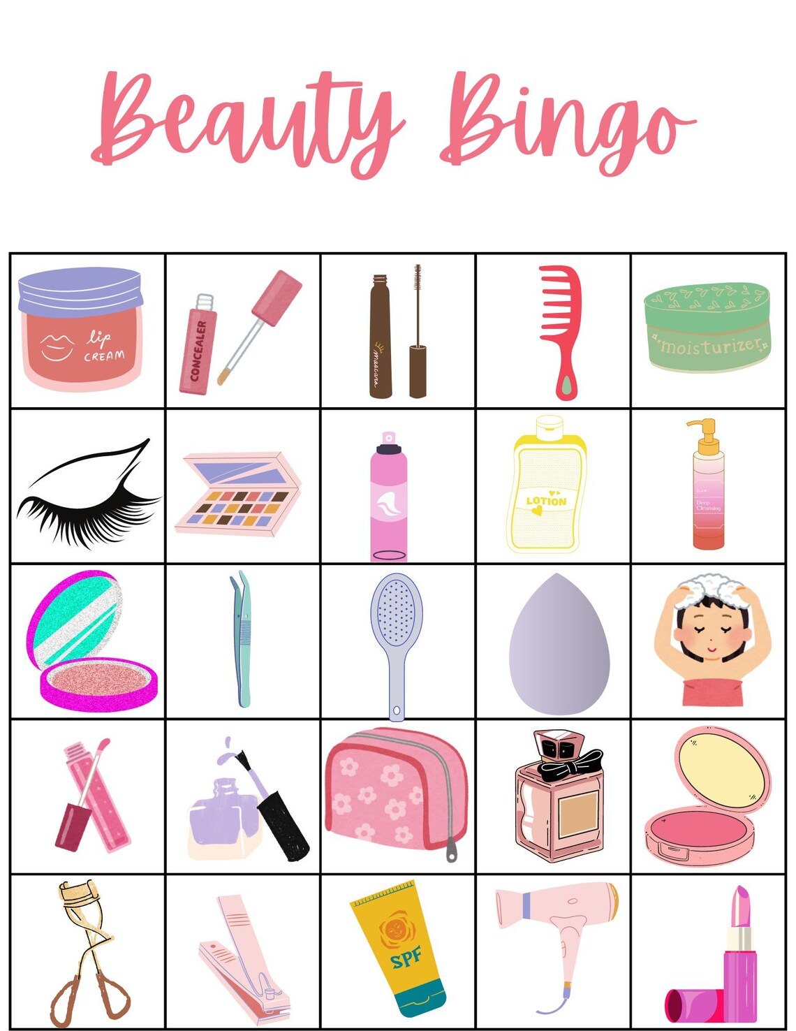 Beauty- Makeup- Bingo - Etsy
