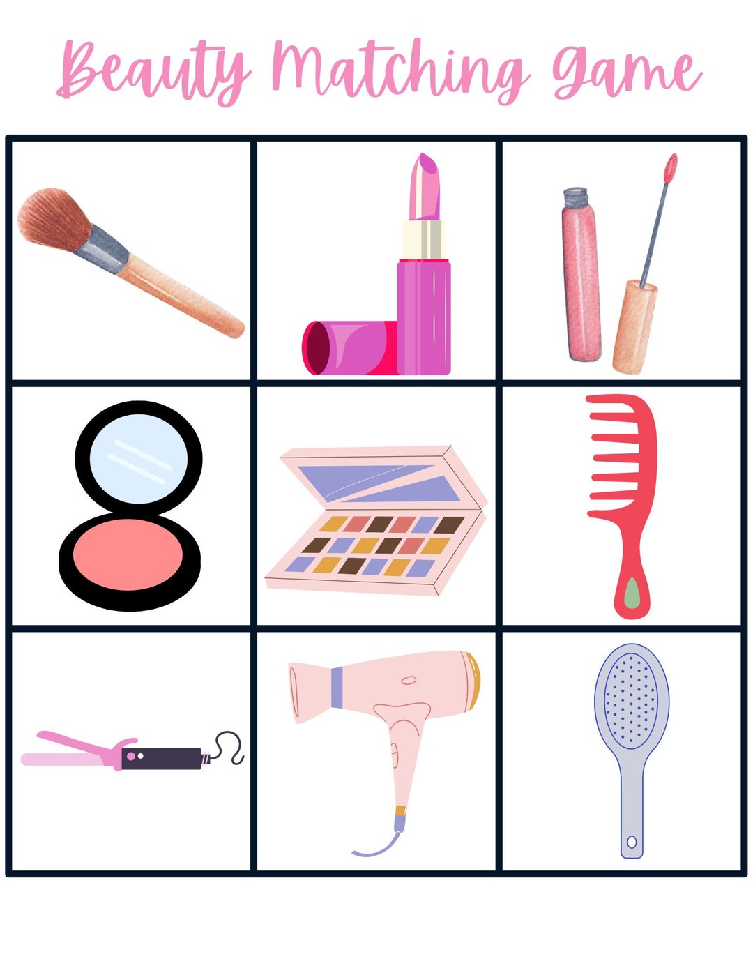Makeup- Beauty- Spa Themed Matching Game - Etsy
