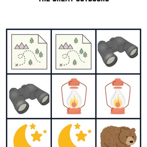 Camping Outdoors Adventure Matching Memory Game - Etsy