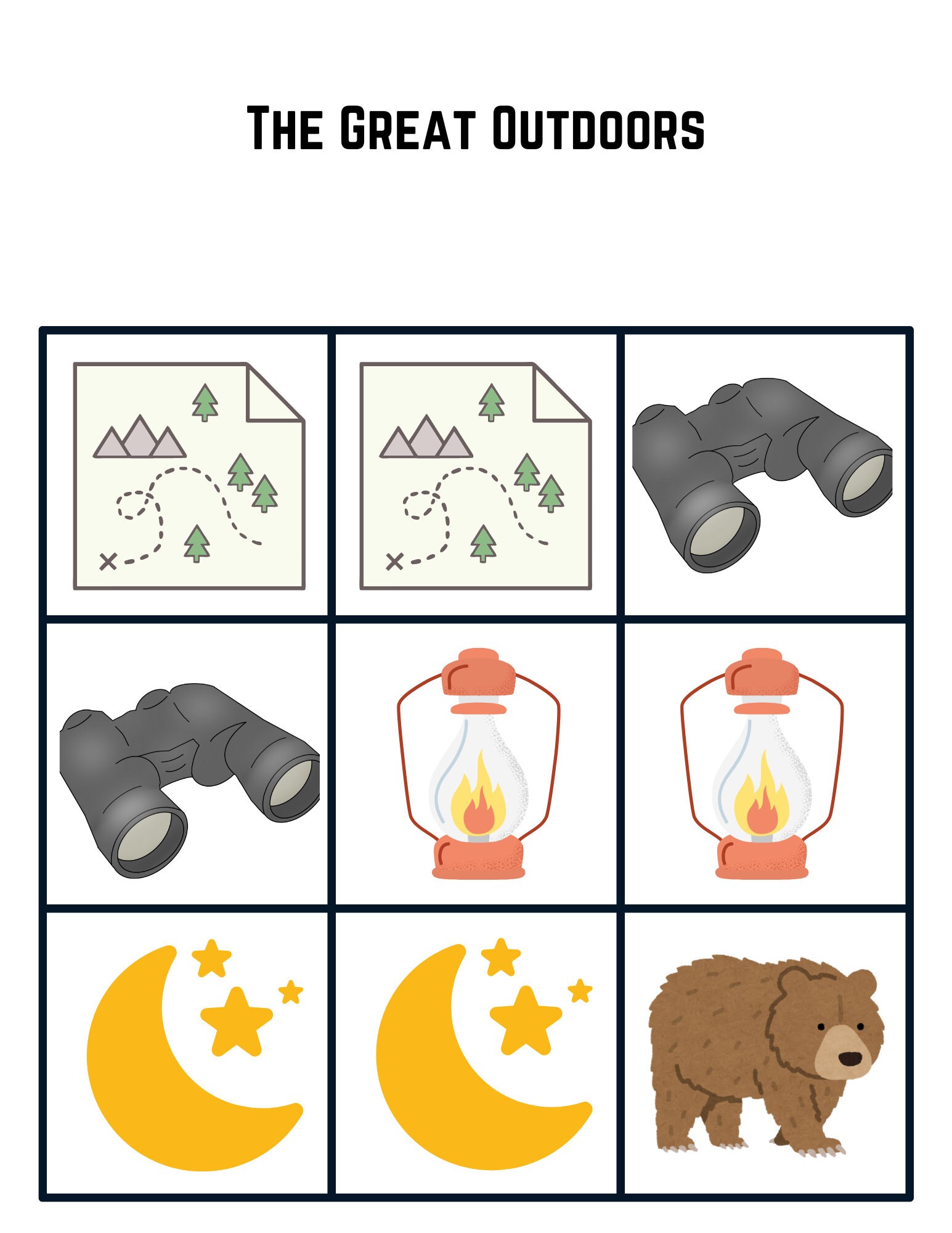 Camping Outdoors Adventure Matching Memory Game - Etsy