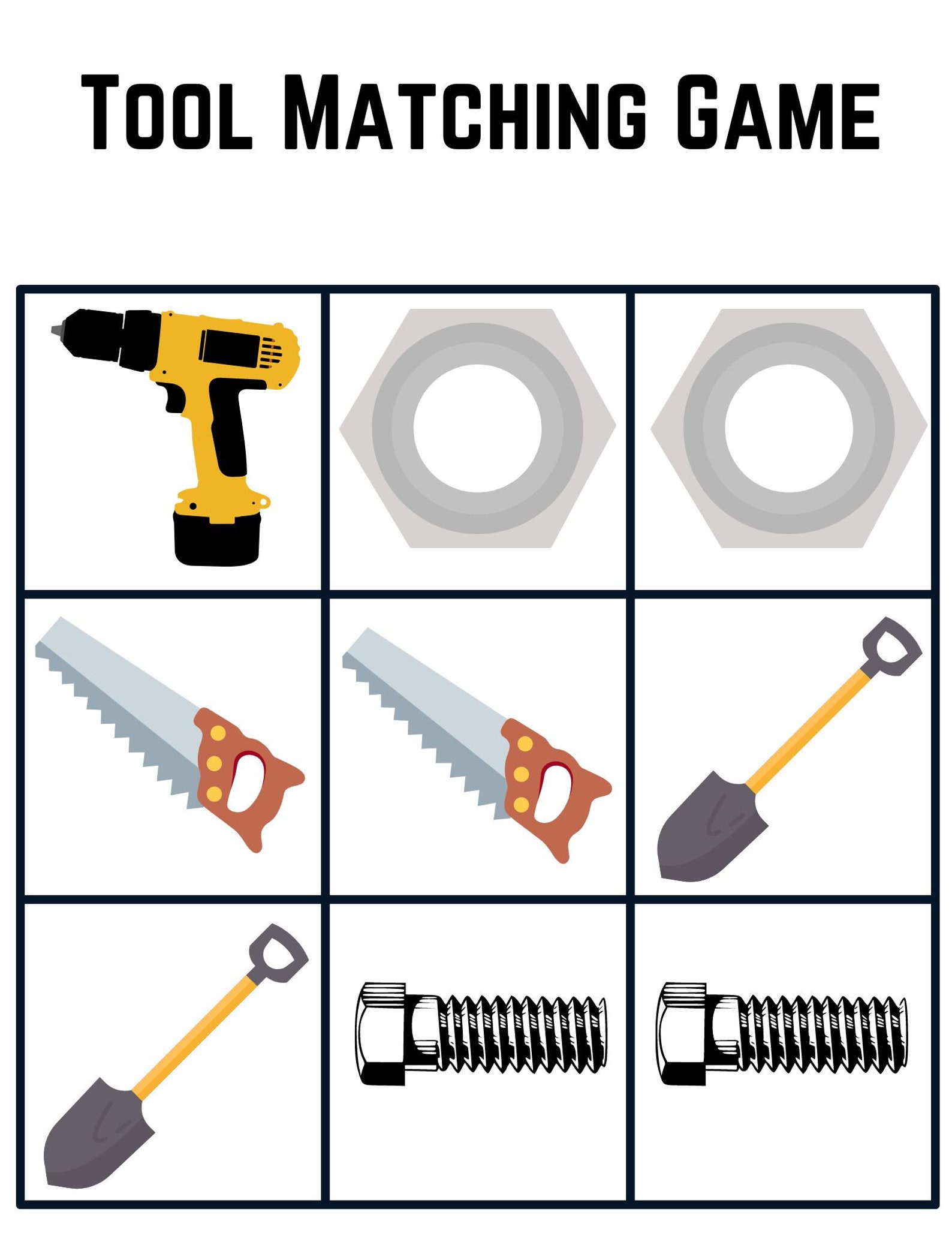 Tool Memory Game- Matching Game - Etsy