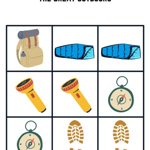 Camping Outdoors Adventure Matching Memory Game - Etsy