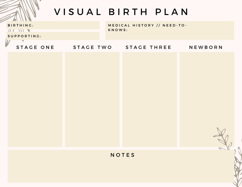 Visual Birth Plan Natural Birth Plan Custom Birth Plan - Etsy