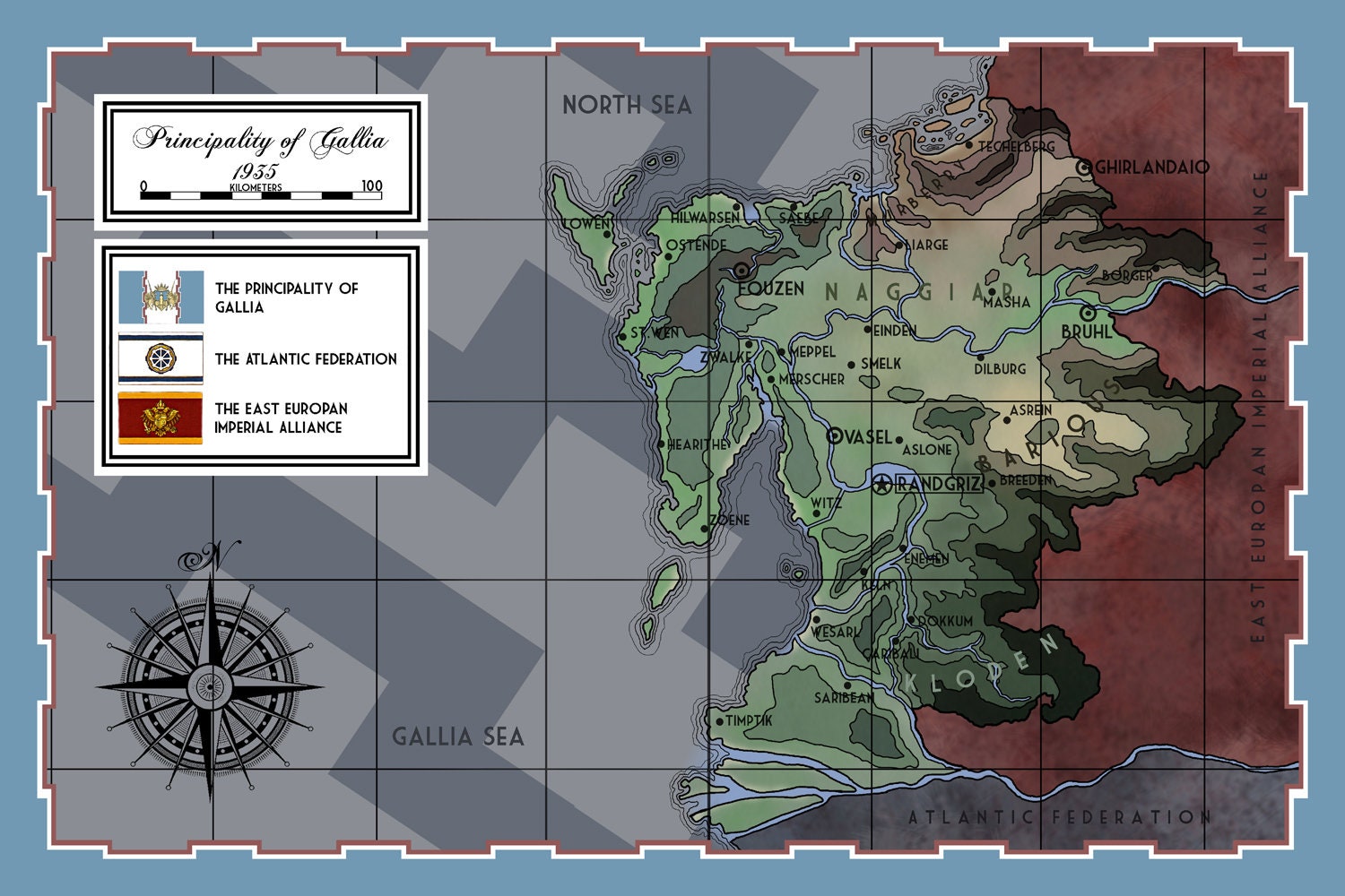 Valkyria Chronicles Map of Gallia - Etsy Denmark