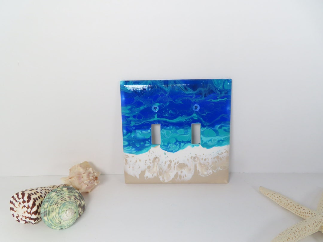 Double Light Switch Cover, Painted Abstract Beach Switch Plate for 2 ...