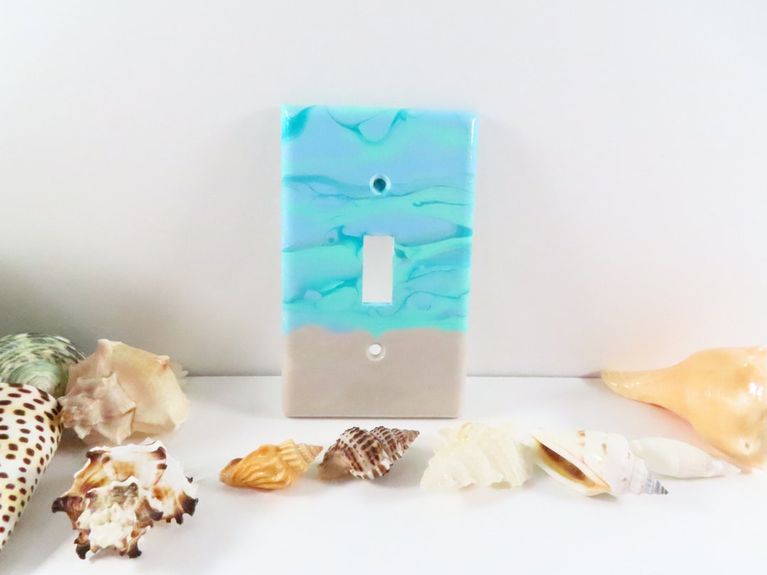 Handpainted Lightswitch Cover, Abstract Beach Switch Plate, Coastal ...