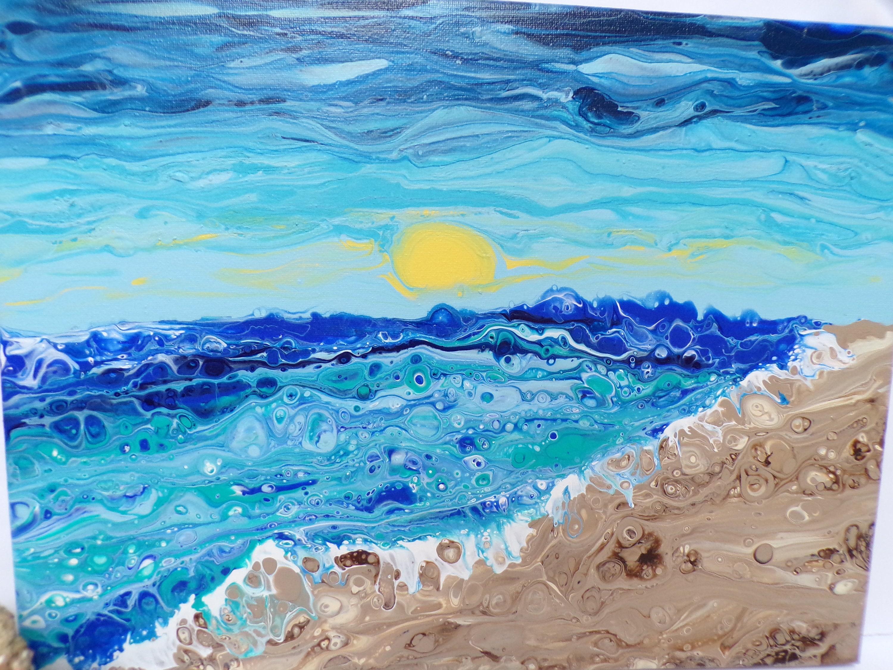 Abstract Sunset Beach Acrylic Pour Art on Canvas Original | Etsy
