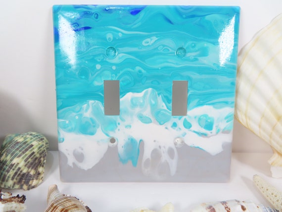 Double Light Switch Cover Painted Abstract Beach Switch Plate - Etsy