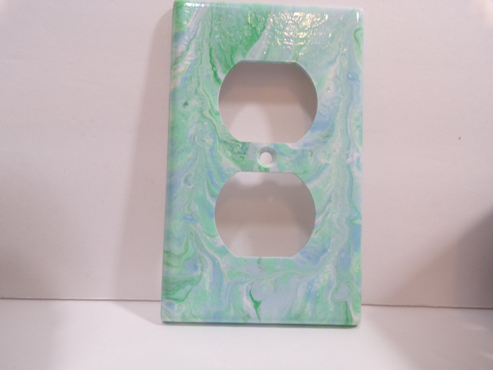 Painted Outlet Cover Abstract Beach Decor Green and Light Blue | Etsy