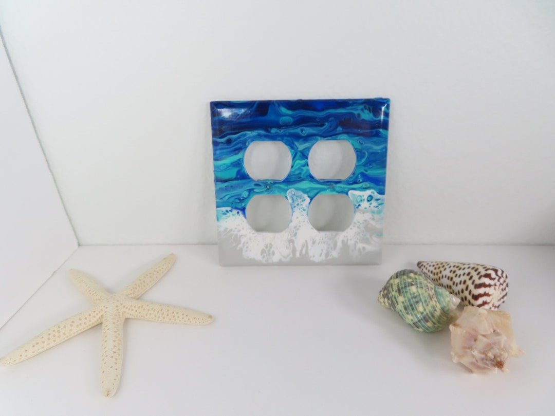 Painted Double Outlet Cover Abstract Beach Decor for Four Outlets - Etsy