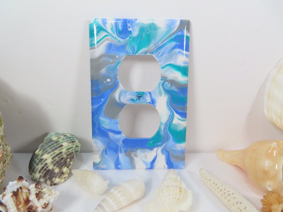 Painted Outlet Cover Abstract Beach Decor Blue - Etsy Israel