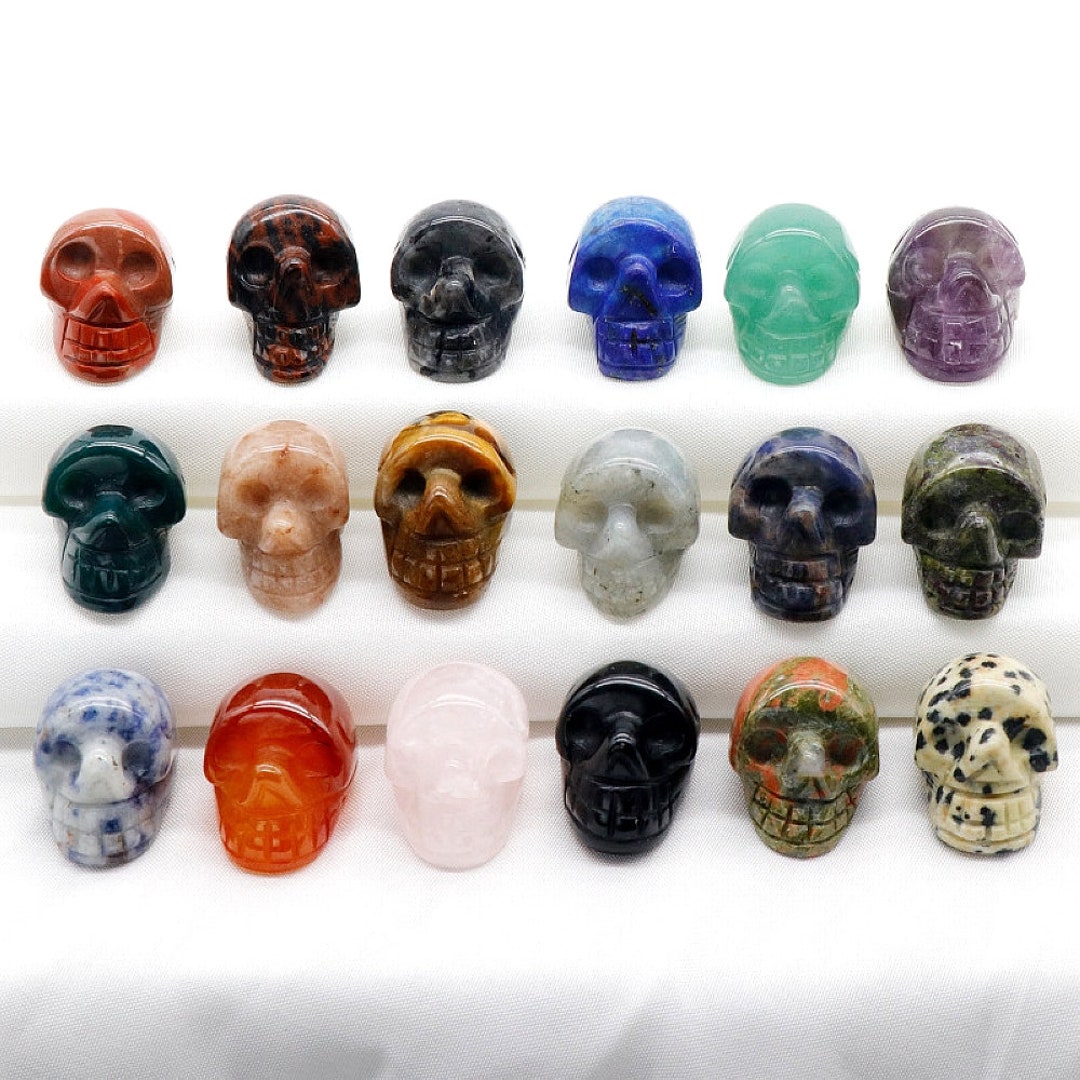 Crystal Skull Carving Gemstone Skull Figurine Pocket Stone Carved Skull ...