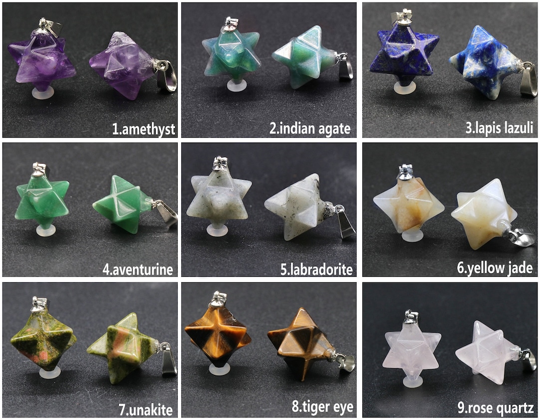 Crystal Merkaba Star Pendant Small Quartz Gemstone Merkaba Star Pendant ...