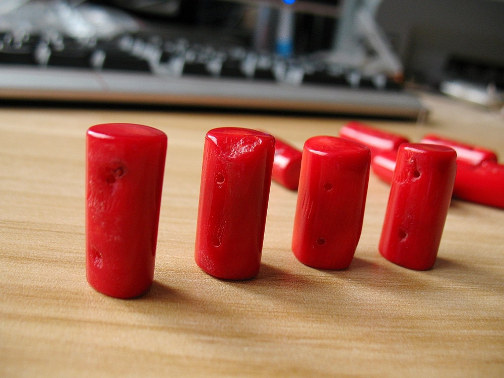 Red Coral Beads Large Drilled Natural Coral Beads Double Hole - Etsy