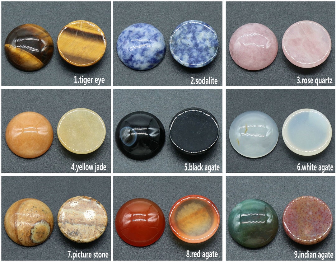 20mm Round Crystal Gemstone Cabochon Assorted Semi-precious Stone ...