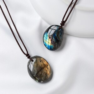 Labradorite Necklace Pendant Natural Labradorite Crystal - Etsy