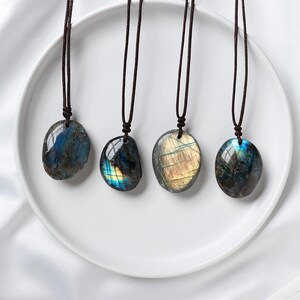 Labradorite Necklace Pendant Natural Labradorite Crystal - Etsy