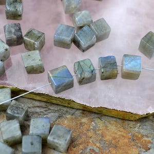 10 Pieces Natural Labradorite Cube Bead Natural Flash Stone - Etsy