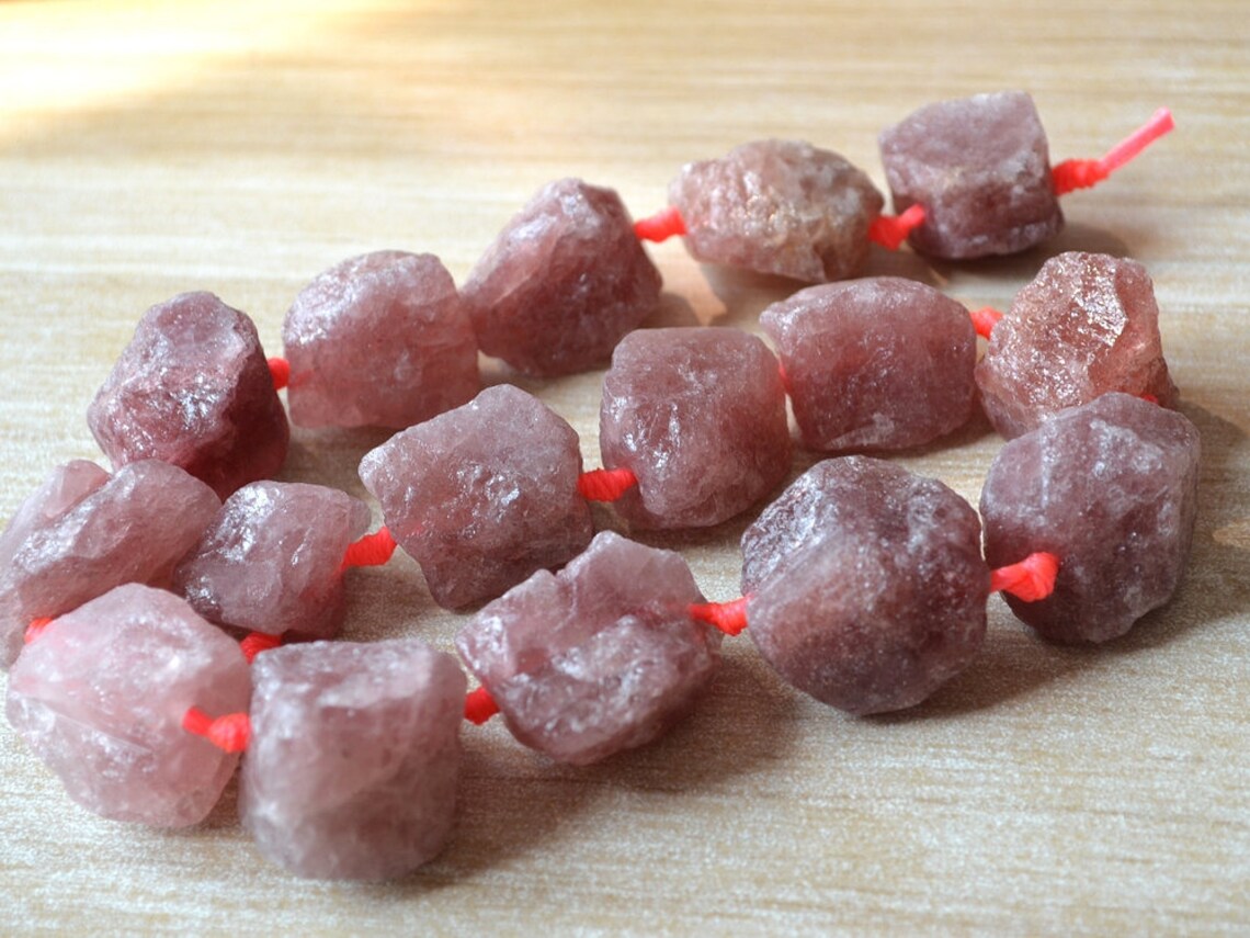 Strawberry Quartz Bead Freeform Raw Rough Strawberry Quartz - Etsy