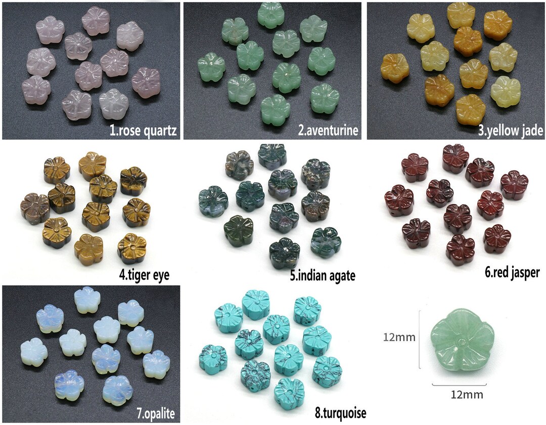 Carved Crystal Flower Beads Bulk Lot Center Drilled Flower - Etsy