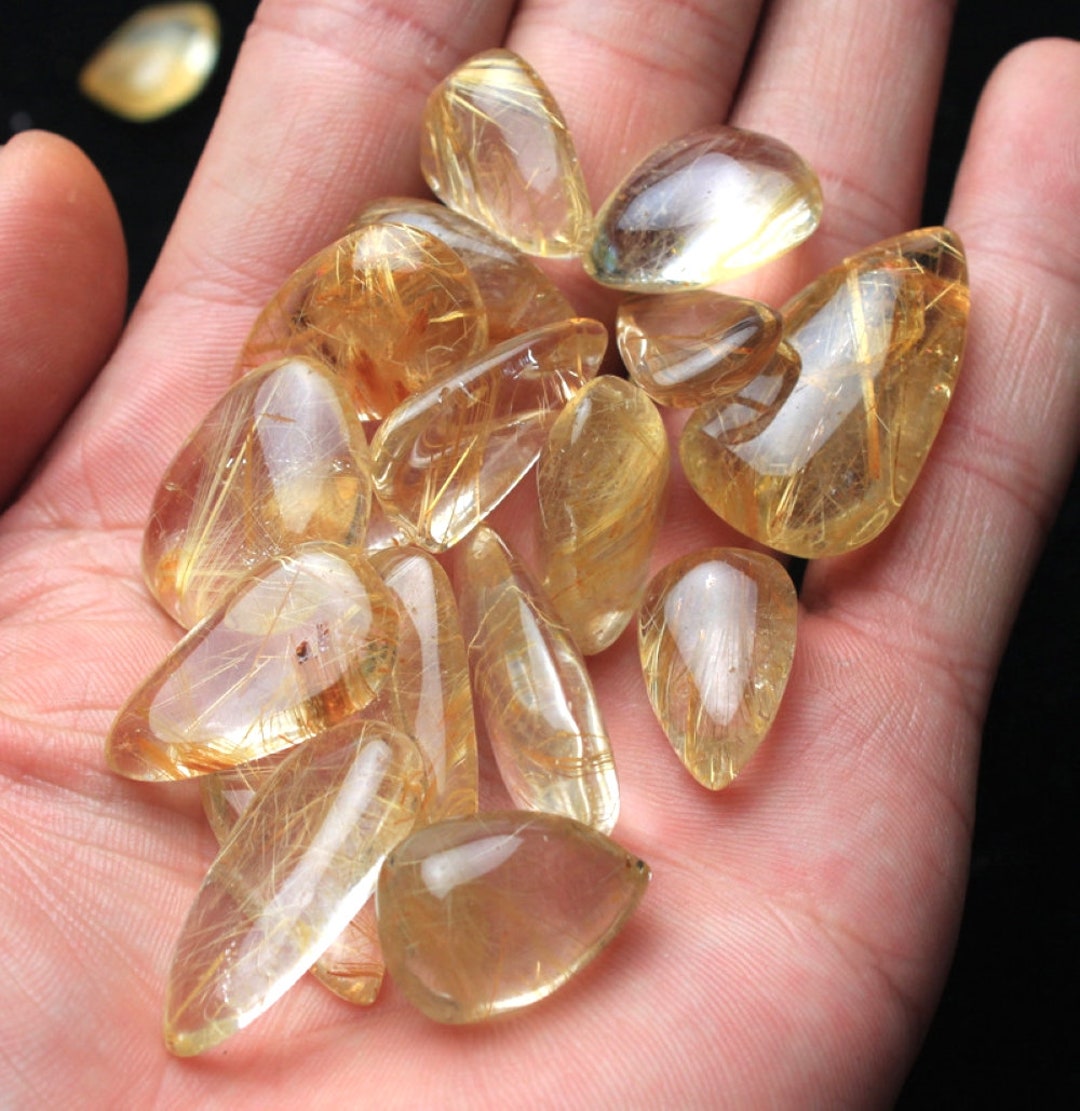 Natural Rutilated Quartz Pendant Top Drilled Different Shapes Lot ...