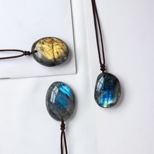 Labradorite Necklace Pendant Natural Labradorite Crystal - Etsy