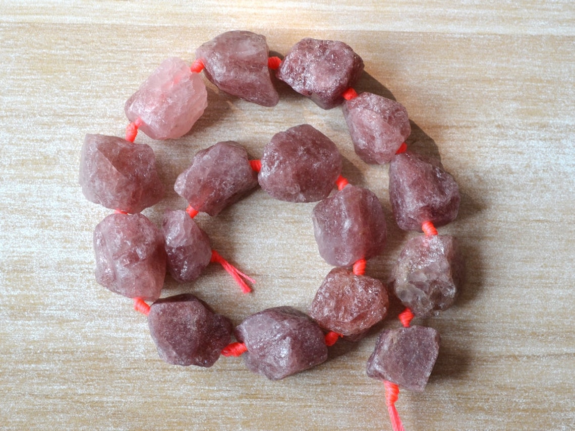 Strawberry Quartz Bead Freeform Raw Rough Strawberry Quartz - Etsy