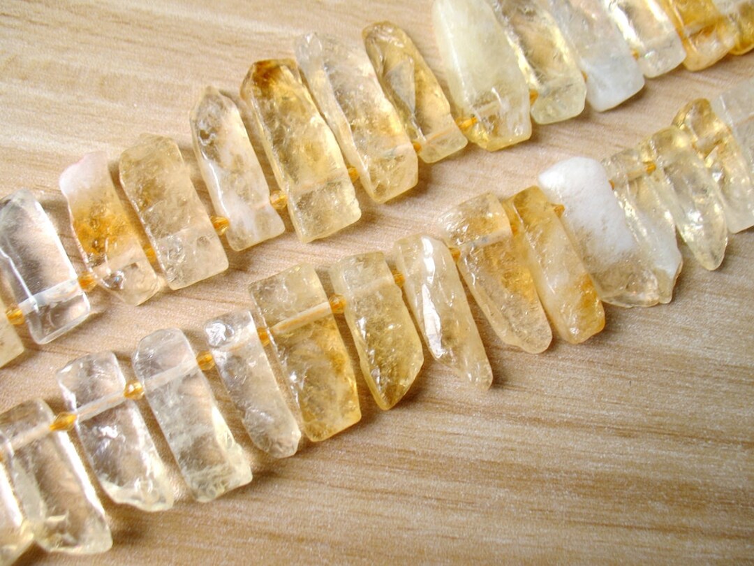 Citrine Crystal Beads Natural Citrine Slice Point Beads Crystal Quartz ...