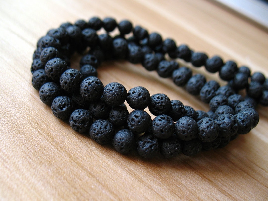 Black Lava Stone Beads Black Volcano Rock Bead Black Stone - Etsy